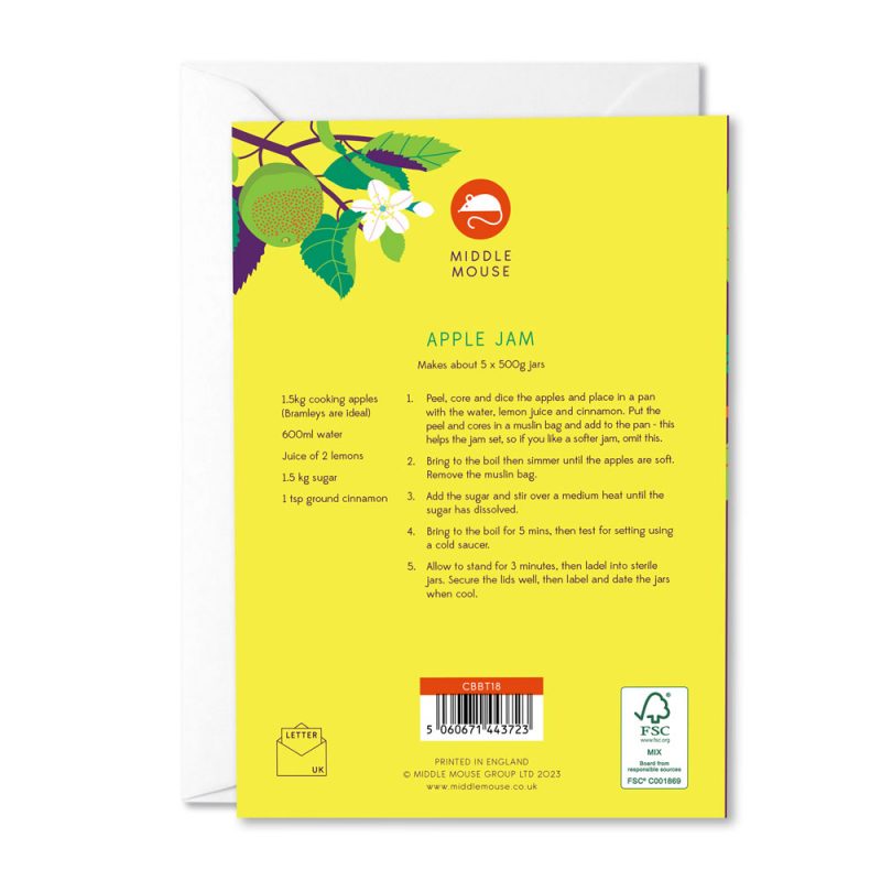 Apple birthday card with recipe on reverse | Middle Mouse