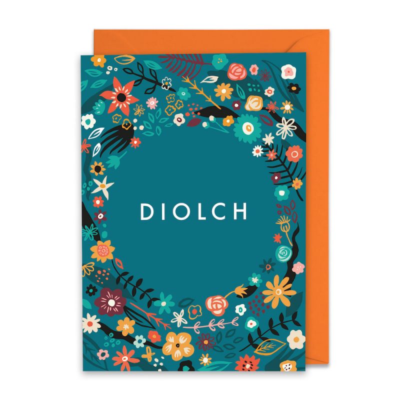 Midnight Garden Diolch A6 card - Middle Mouse Shop